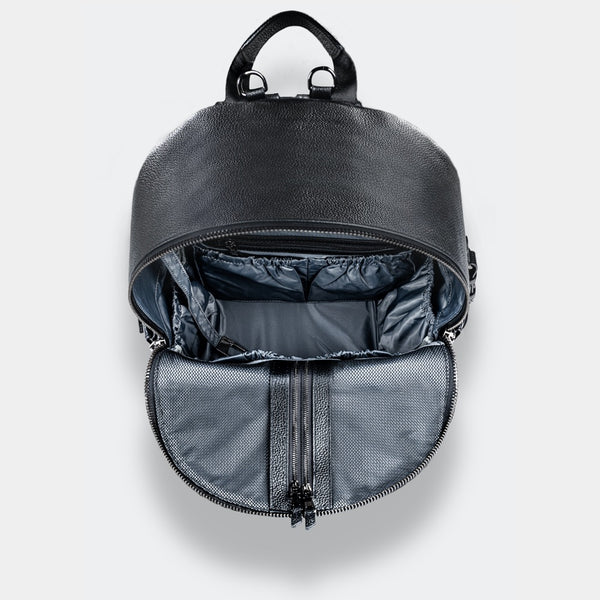 ONE NINE Nappy Backpack - Black Leather Unisex Baby Bag