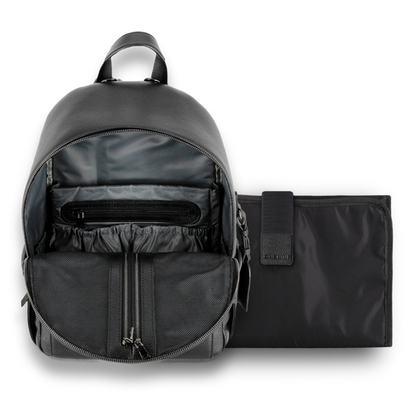 ONE NINE Nappy Backpack - Black Leather Unisex Baby Bag